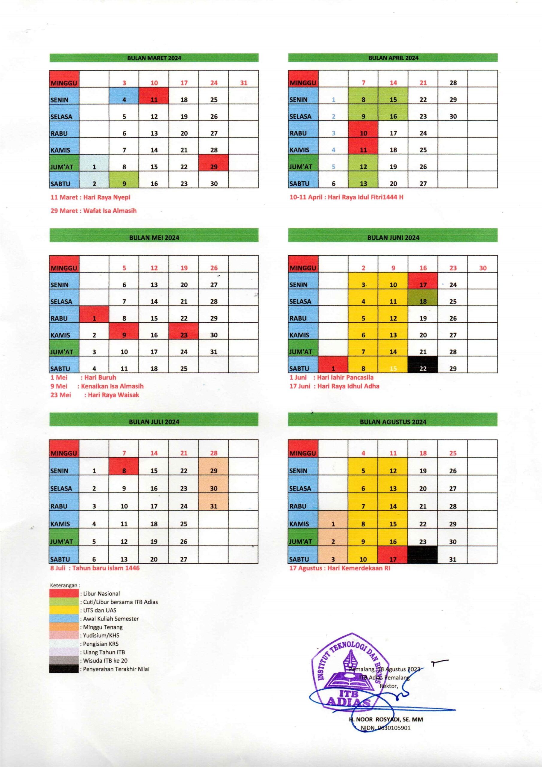 Kalender Akademik - ITB Adias