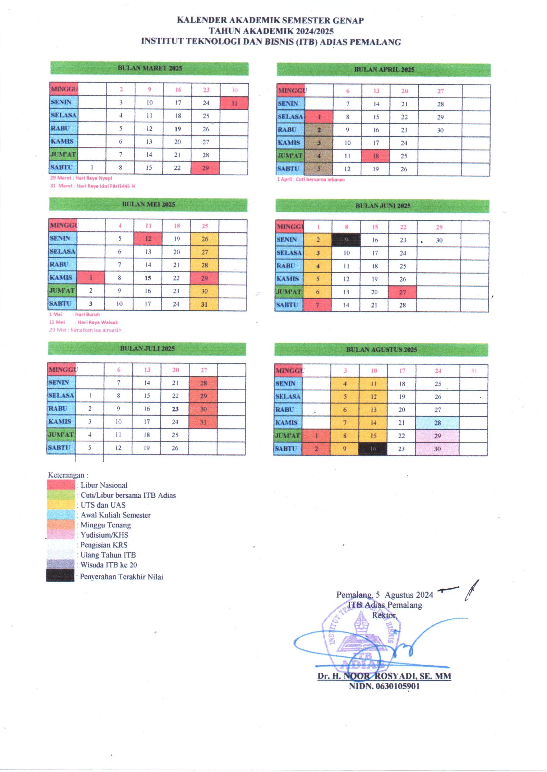 Kalender Akademik - ITB Adias